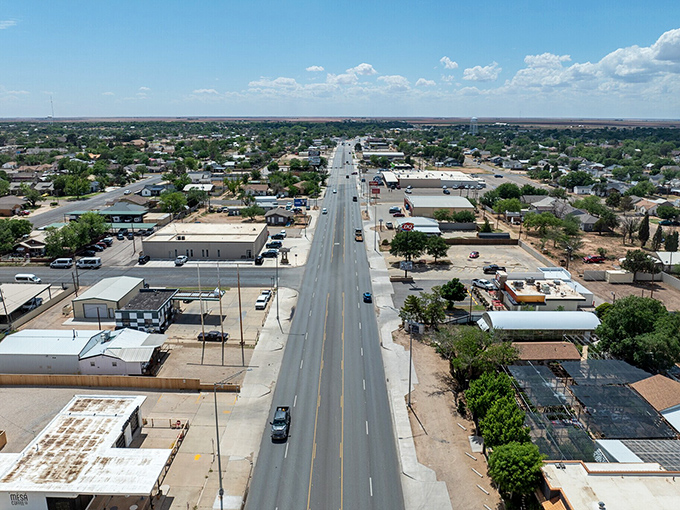 Lamesa's main street stretches toward the horizon, embodying the endless possibilities of small-town Texas living.