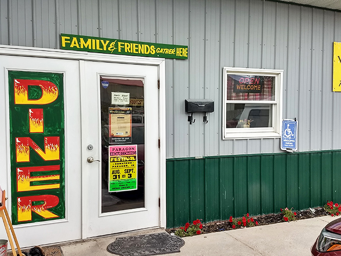 Lou's green and white exterior whispers "small town diner" in the most wonderful way.