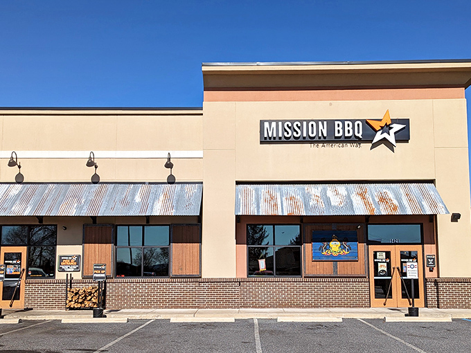 Clean lines and patriotic pride create the perfect backdrop for seriously authentic American barbecue.