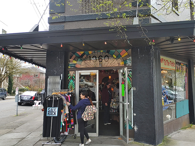 That colorful 1960 archway is like a time portal, promising groovy discoveries that would make Austin Powers jealous.