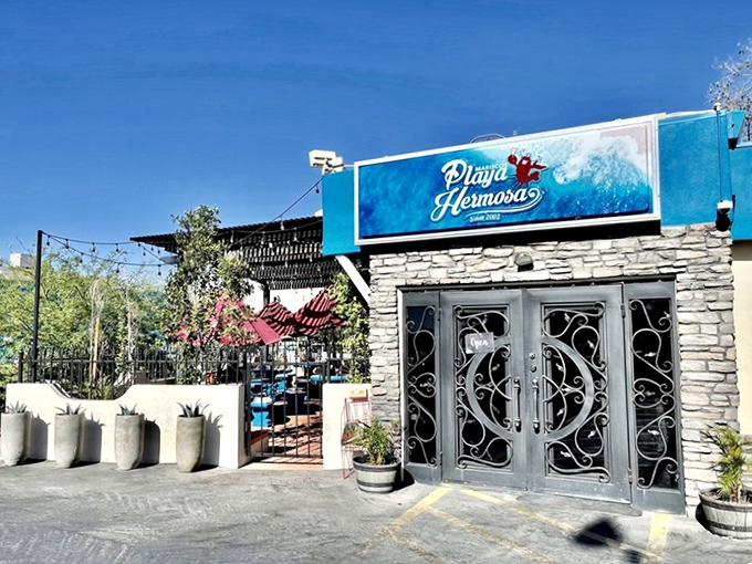 Colorful facades hint at the vibrant Mexican coastal flavors waiting inside. 