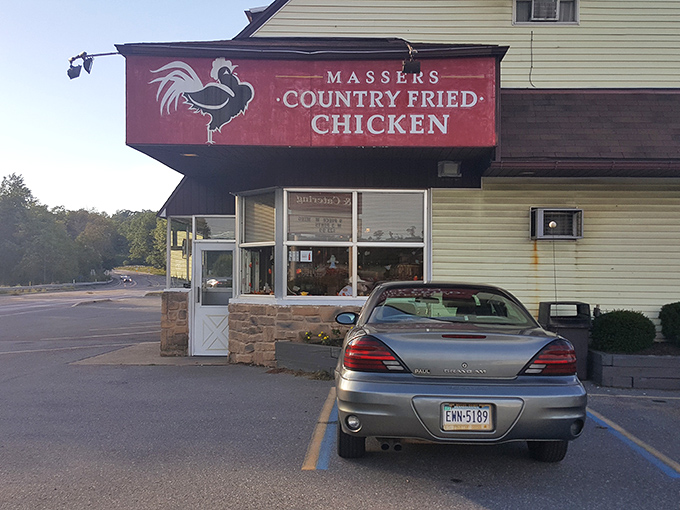 Masser's weathered sign has guided hungry travelers for decades. Some landmarks are famous for views&mdash;this one's famous for flavor.