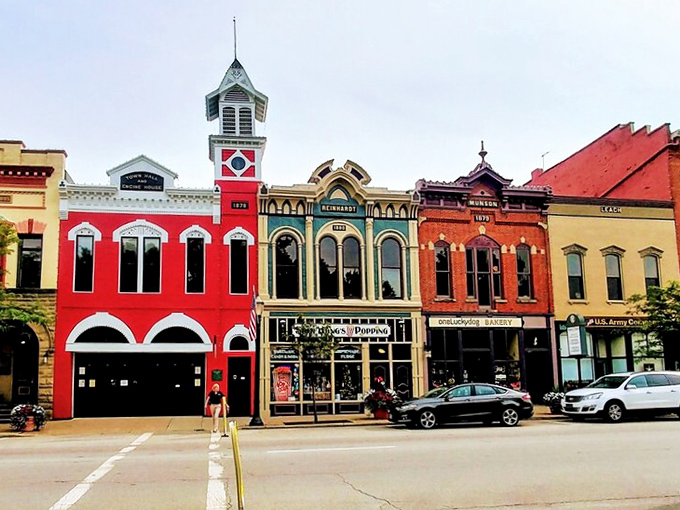 Medina's colorful Victorian storefronts create an architectural rainbow, each building competing to be the most eye-catching.