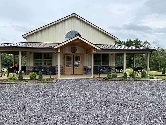 Mountain Run's simple white building hides a cozy interior where wine tastes better because you feel like you've discovered a secret.