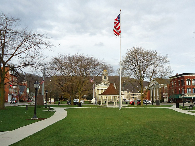 Norwich's town square offers green space and community gathering without costly entertainment. Where free fun is still the best fun!