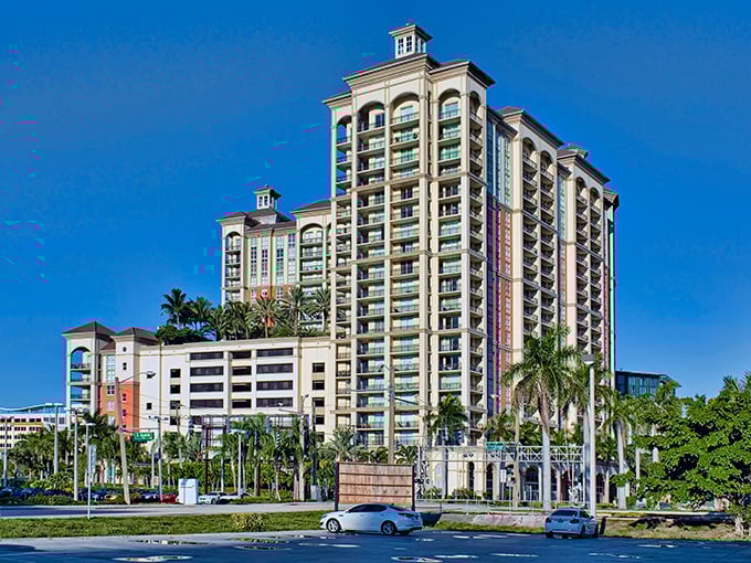 Okeechobee's high-rise towers reflect in Florida's largest lake, creating a surprising skyline in the heart of cattle country.