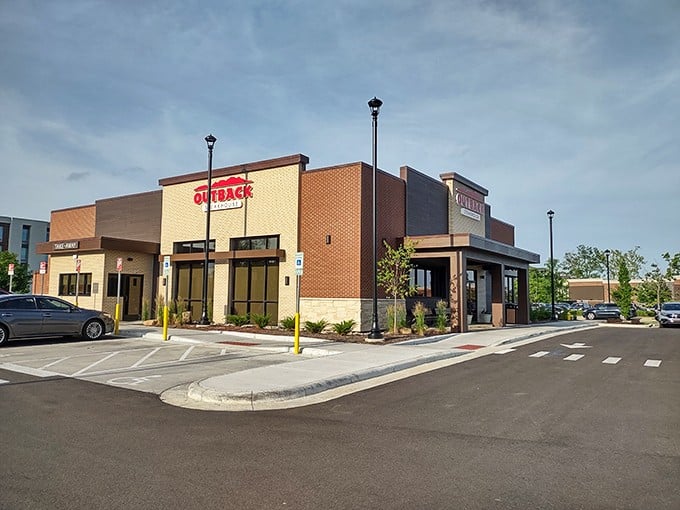 Outback's familiar facade promises the reliable steakhouse experience that has won hearts across America for decades.
