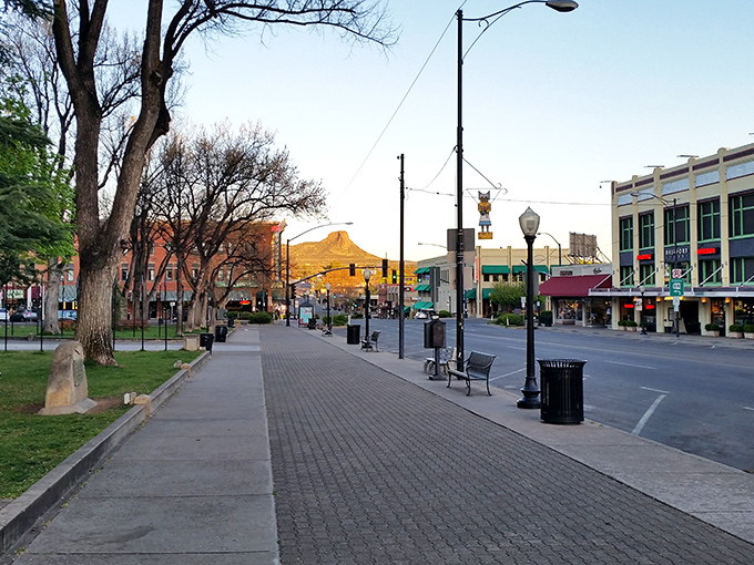 Prescott: Tree-lined walkways where benches invite you to sit a spell. The kind of downtown that makes you forget your to-do list.