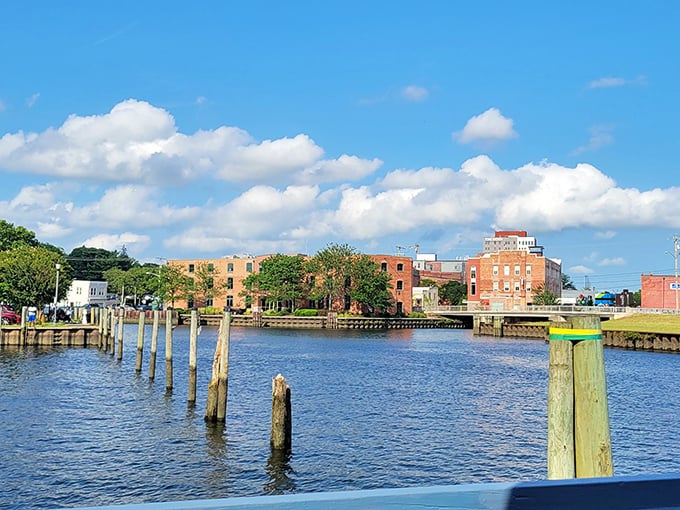 Salisbury's riverfront buildings reflect both in water and affordable housing prices for savvy retirees.