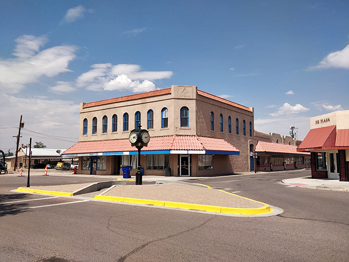 The clock in Socorro's town center reminds you it's always time for affordable living. Your Social Security check just checked into paradise!