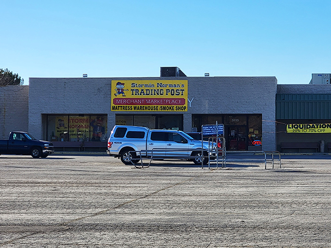 Stormin Norman's cheerful exterior promises adventures in bargain hunting with a smile and friendly service.