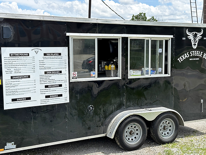 This sleek black trailer brings authentic Texas BBQ traditions directly to hungry Columbus food lovers.
