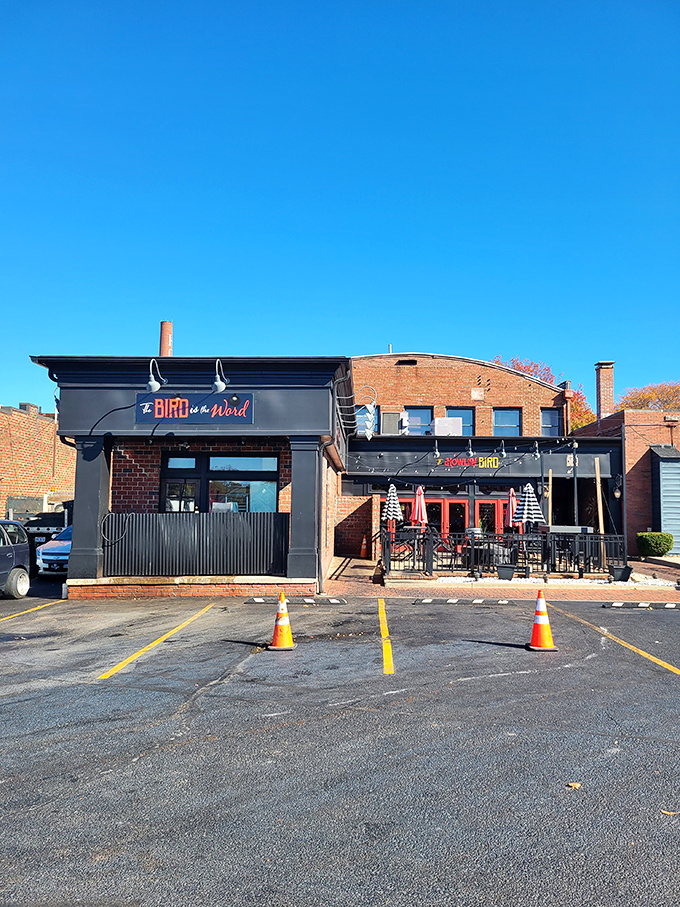 The Howlin Bird's sleek exterior promises modern comfort food that honors timeless fried chicken traditions.