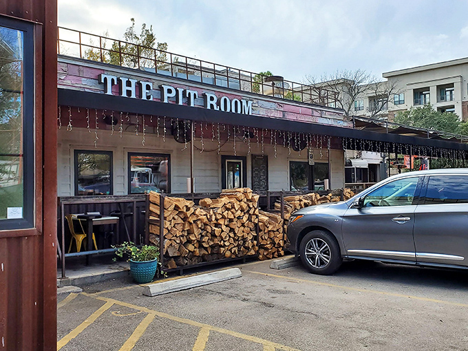 The Pit Room's industrial chic exterior hints at the serious barbecue science happening behind those modern walls.