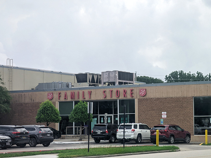 The Salvation Army's understated exterior gives no hint of the furniture gems and household treasures waiting inside for patient hunters.