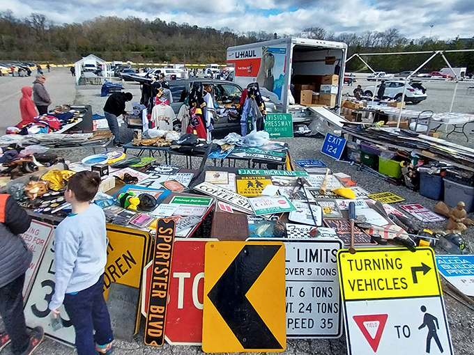 Weekend warriors gather to hunt for electronics, tools, and household treasures in organized chaos.