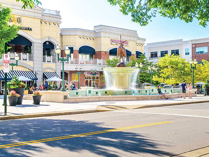 Virginia Beach&rsquo;s modern skyline flows around a central fountain, creating a sense of energy and endless possibilities.