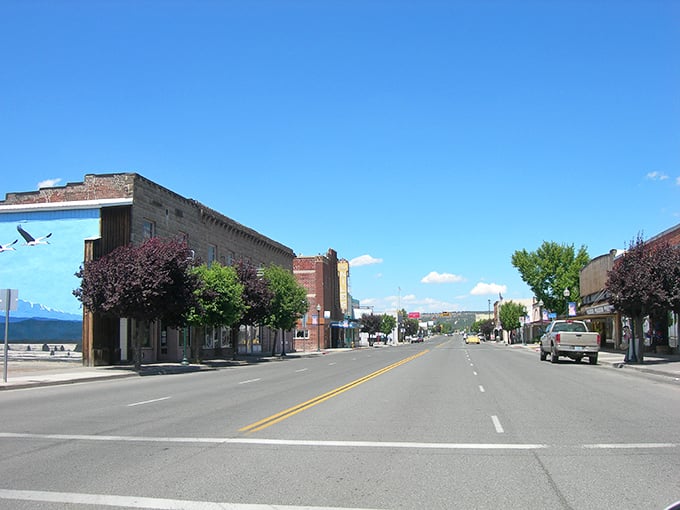 Main Street, Alturas&mdash;where brick buildings stand shoulder-to-shoulder like old friends, and those flying geese murals remind you that everyone here is free to soar.
