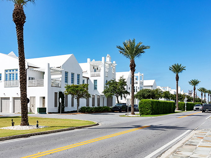 These sugar-cube buildings create a seaside village where every corner looks Instagram-ready without trying.