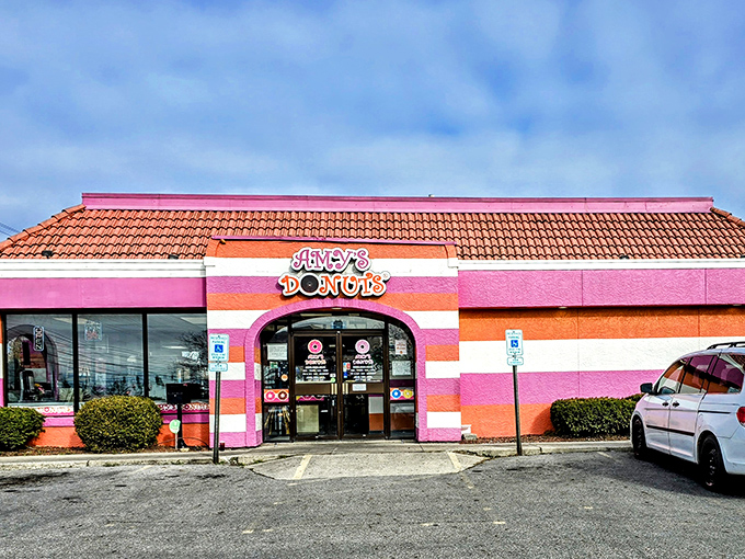 This Columbus kaleidoscope of color hints at the artistic spirit within &ndash; where classic donuts meet imaginative flair beautifully.