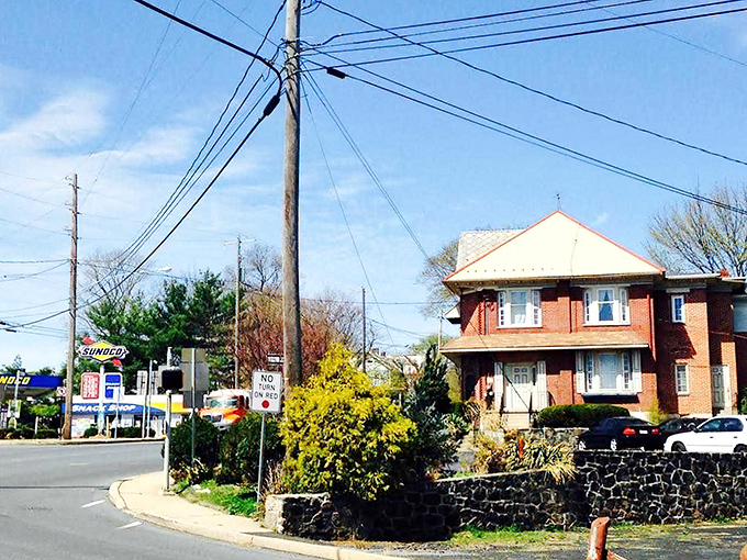Blue Ball's main street offers a glimpse of everyday life in Amish Country, where gas stations and horse buggies coexist.