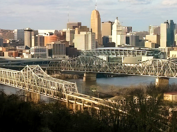 The Queen City's bridges span the Ohio River like arms welcoming everyone to affordable riverside living.