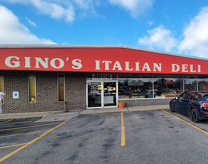 Gino's classic storefront design promises traditional Italian deli excellence that never goes out of style.