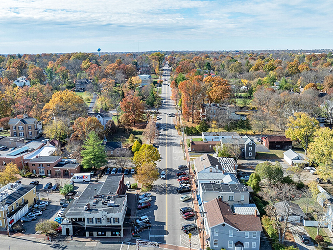 Aerial view reveals Glendale's perfect small-town geometry, where every street seems planned by someone who truly understood community.