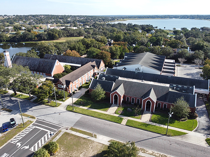 From above, Lake Wales' church complex looks like God's own real estate development&mdash;prime lakefront views included with your Sunday service!