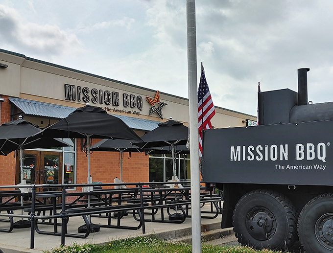 That massive smoker trailer means serious business &ndash; and seriously delicious brisket for lucky customers inside.
