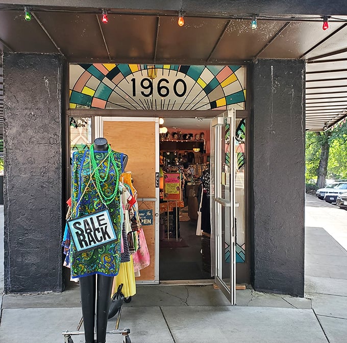 The psychedelic entrance design hints at the far-out vintage treasures waiting inside this Hawthorne Boulevard gem of a shop.