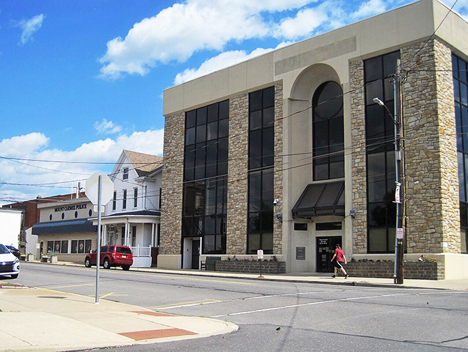This modern building in Mount Carmel represents the blend of old and new in a town where affordability never goes out of style.