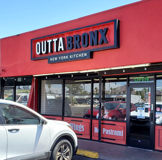 That bright red facade promises big flavors and even bigger portions from the Bronx.