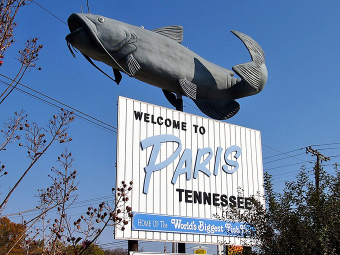 Welcome to Paris, Tennessee &ndash; home of the "World's Biggest Fish Fry" and this charming downtown railroad scene.