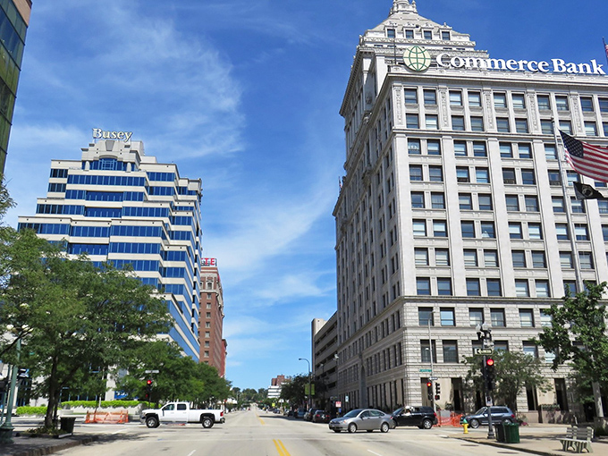Downtown Peoria reaches for the clouds with the confidence of buildings that know they've got both history and height on their side.