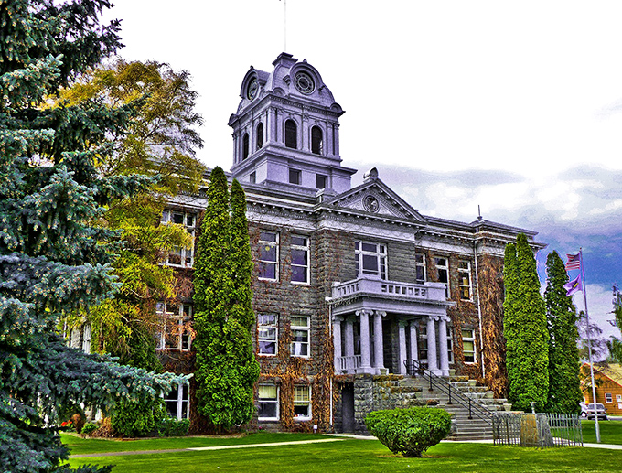 Prineville's courthouse stands like a proud grandfather, watching over a community that values both heritage and thrift.