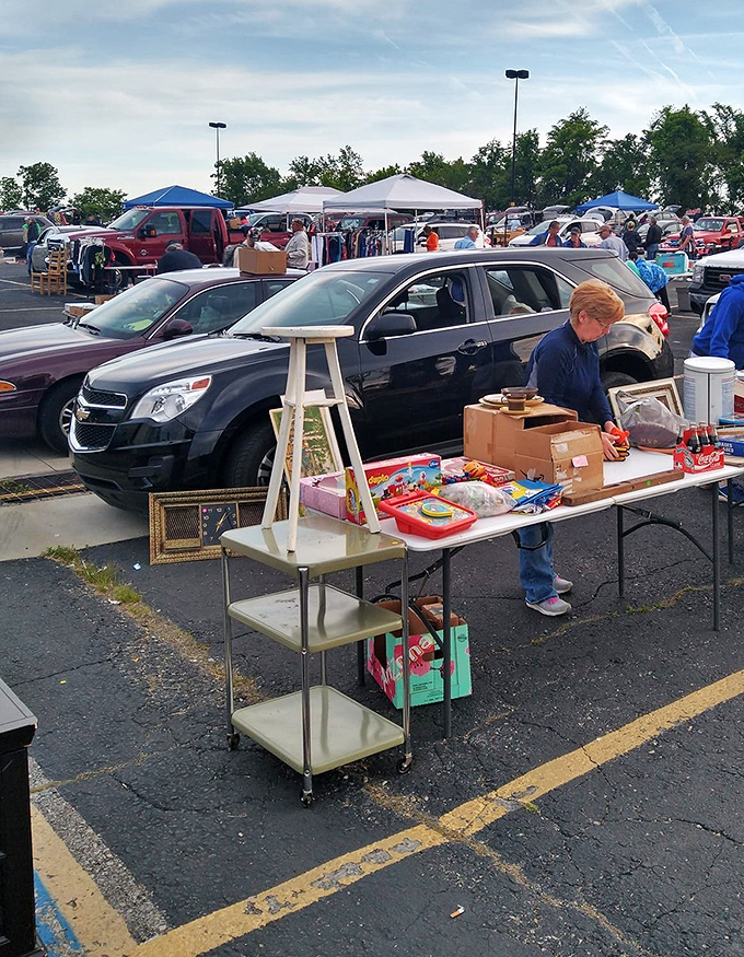 Neatly arranged merchandise shows vendors who take pride in displaying their treasures with genuine care.