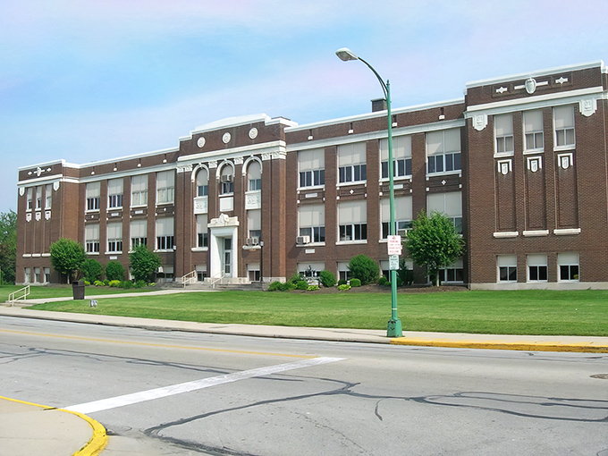 The stately school building in St. Marys demonstrates how small towns invest in their future generations.