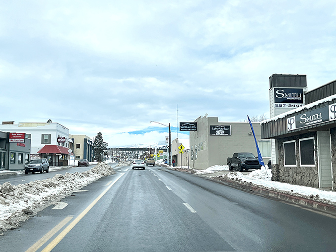 Winter wonderland! Susanville's snow-covered streets transform the town into nature's version of powdered sugar on a perfectly good donut—beautiful but challenging to navigate.