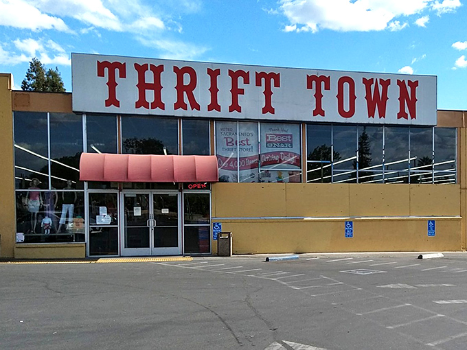 When the sign says "Thrift Town," they mean business - this place could outfit half of Sacramento affordably.