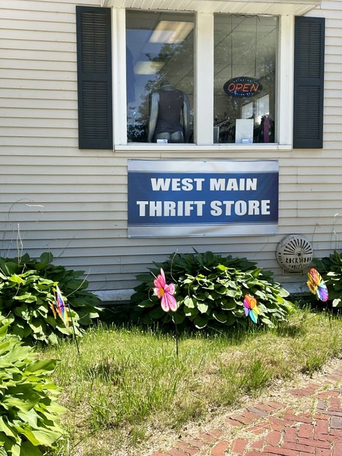 The quaint sign and window displays of West Main Thrift offer a glimpse into this Ayer hidden gem.