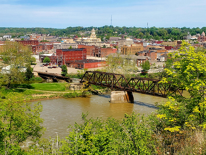 The Muskingum River flows peacefully through Zanesville, creating scenic views that never get old for daily walks.