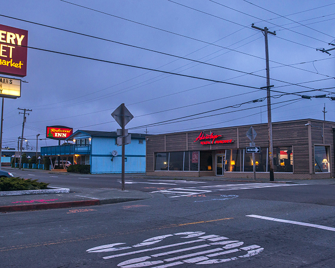 Third Street stretches toward the misty horizon, a reminder that in small coastal towns, every road eventually leads back to the sea.