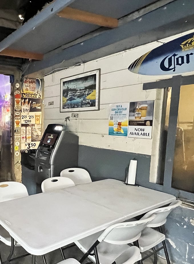 The ATM stands ready for the cash-only policy &ndash; a charming throwback to simpler times before digital wallets.