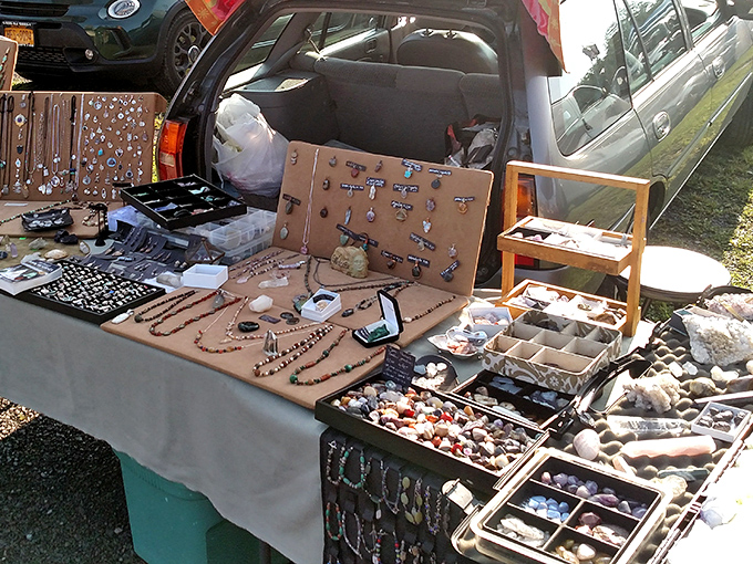 Jewelry and trinkets sparkle like buried treasure, each piece waiting to become someone's perfect finishing touch.