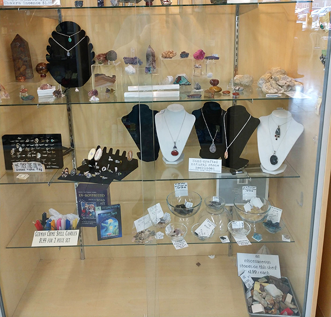 Nature meets fashion in this display of stone and crystal jewelry&mdash;perfect for those who want their accessories with a side of healing energy.