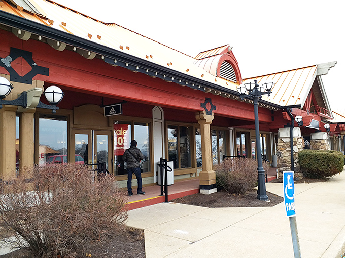 The Adidas storefront stands ready for action, its iconic logo beckoning to athletes and athleisure fans seeking both style and substance.