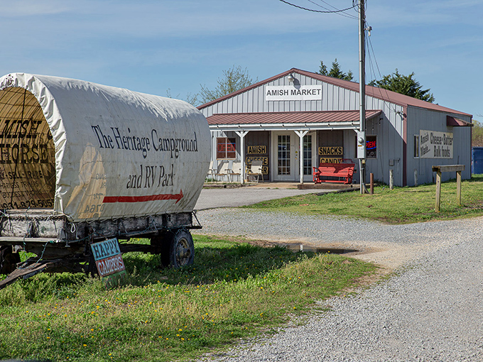 The Heritage Campground and Amish Market offers a taste of tradition alongside a place to park your decidedly non-Amish RV for the night.