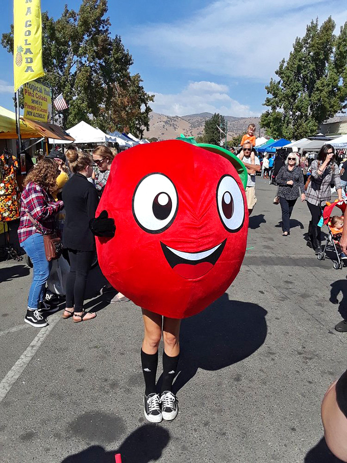 The Apple Festival mascot brings fruit-forward joy to street celebrations, proving Tehachapi knows how to throw a party with agricultural flair.