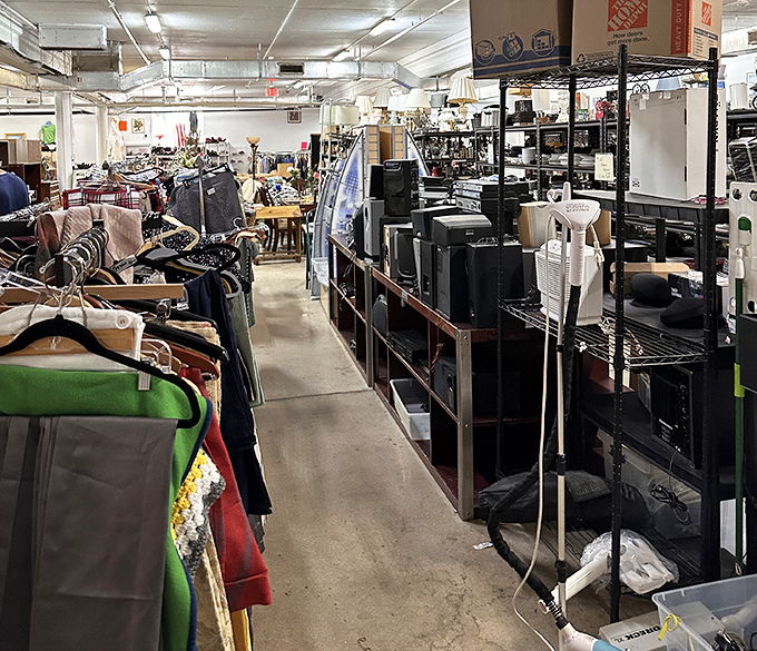 The electronics section: where vintage stereos and modern appliances coexist in a technological time warp that makes tech nerds swoon.